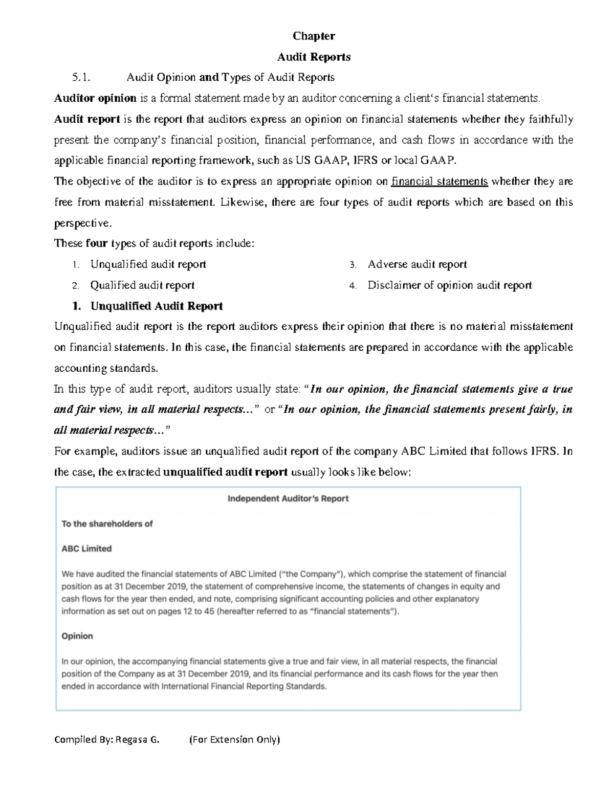 Audit Reports: Understanding Types and Opinions (Audit 5) - Studocu