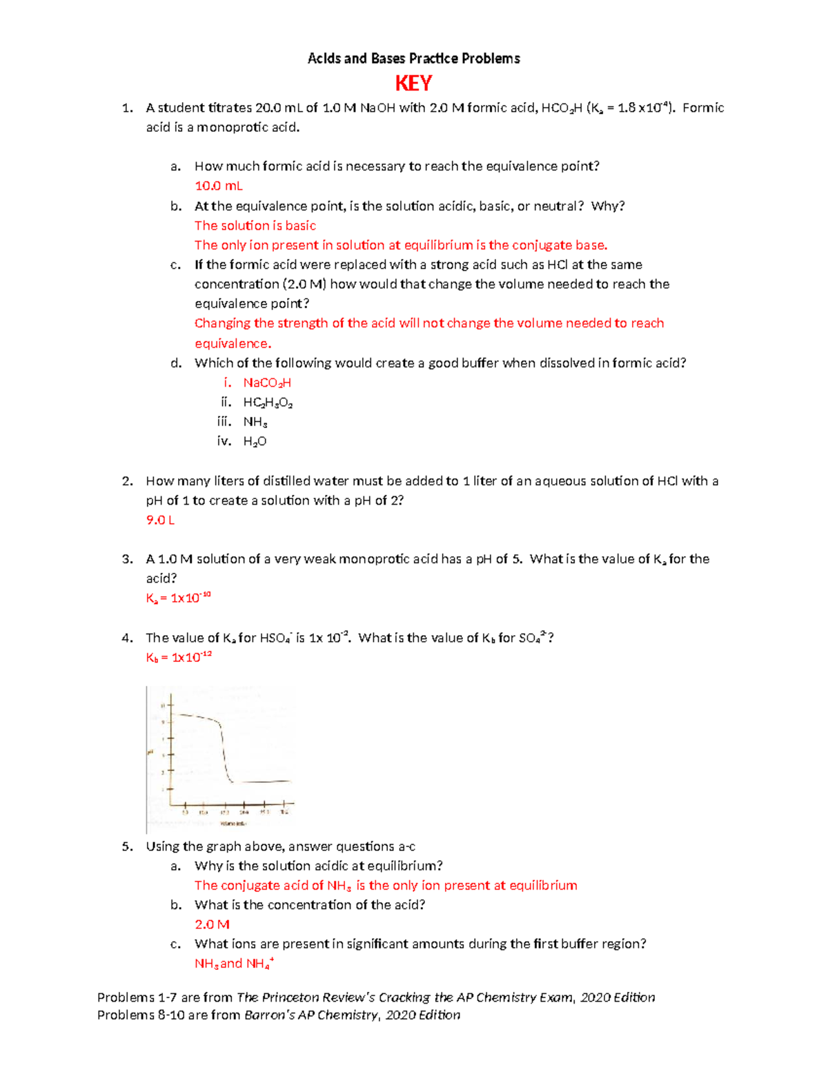 Unit 8 HW Acids and Bases Practice Problems - KEY - Acids and Bases ...