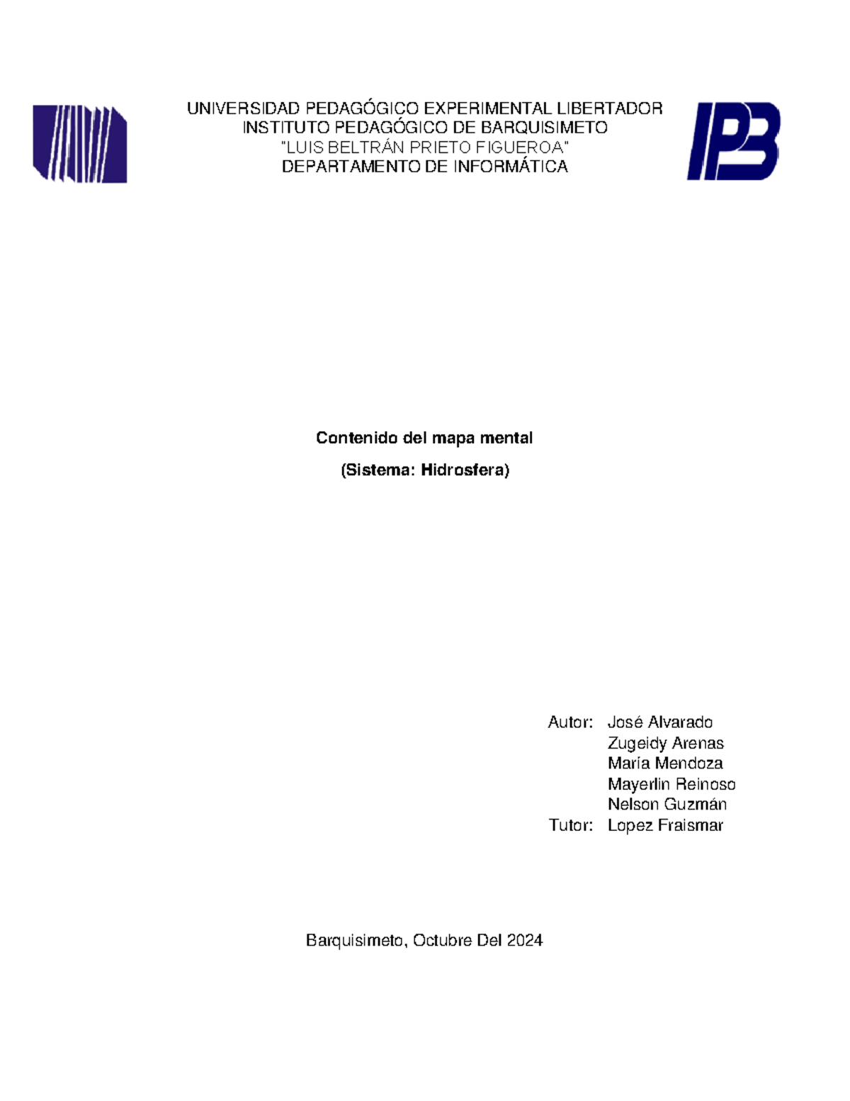 Sistema Hidrosfera - hidrografia - UNIVERSIDAD PEDAGÓGICO EXPERIMENTAL ...