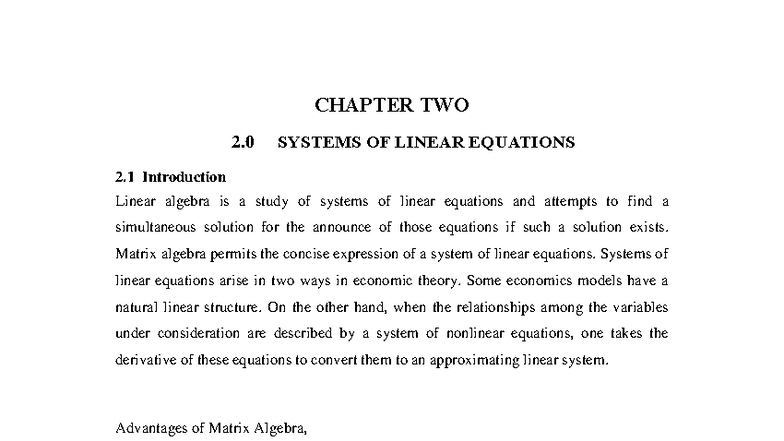 CHAPTER 2: SYSTEMS OF LINEAR EQUATIONS - LECTURE SLIDES - Studocu