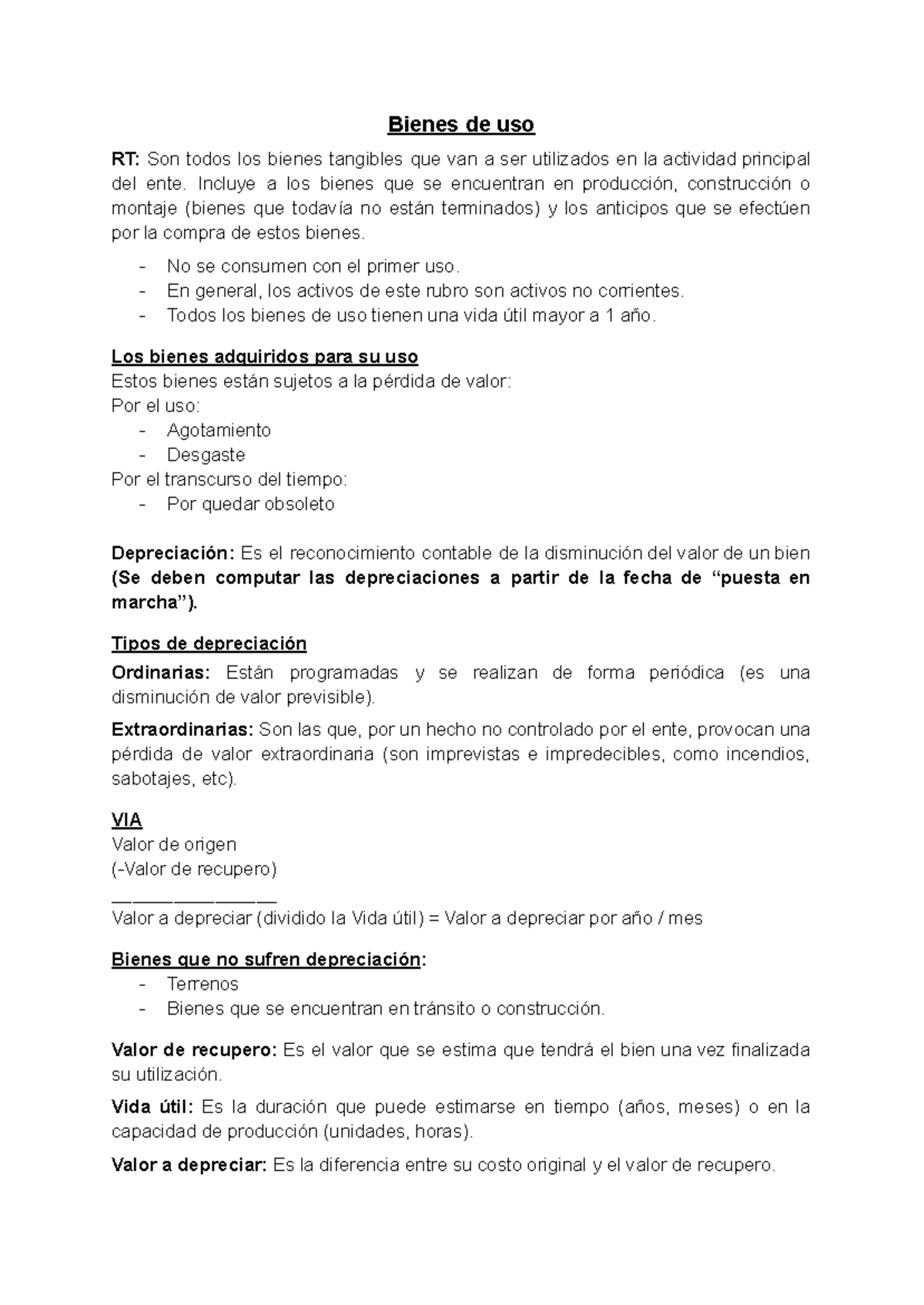 Bienes de uso - Bs de uso - Bienes de uso RT: Son todos los bienes ...