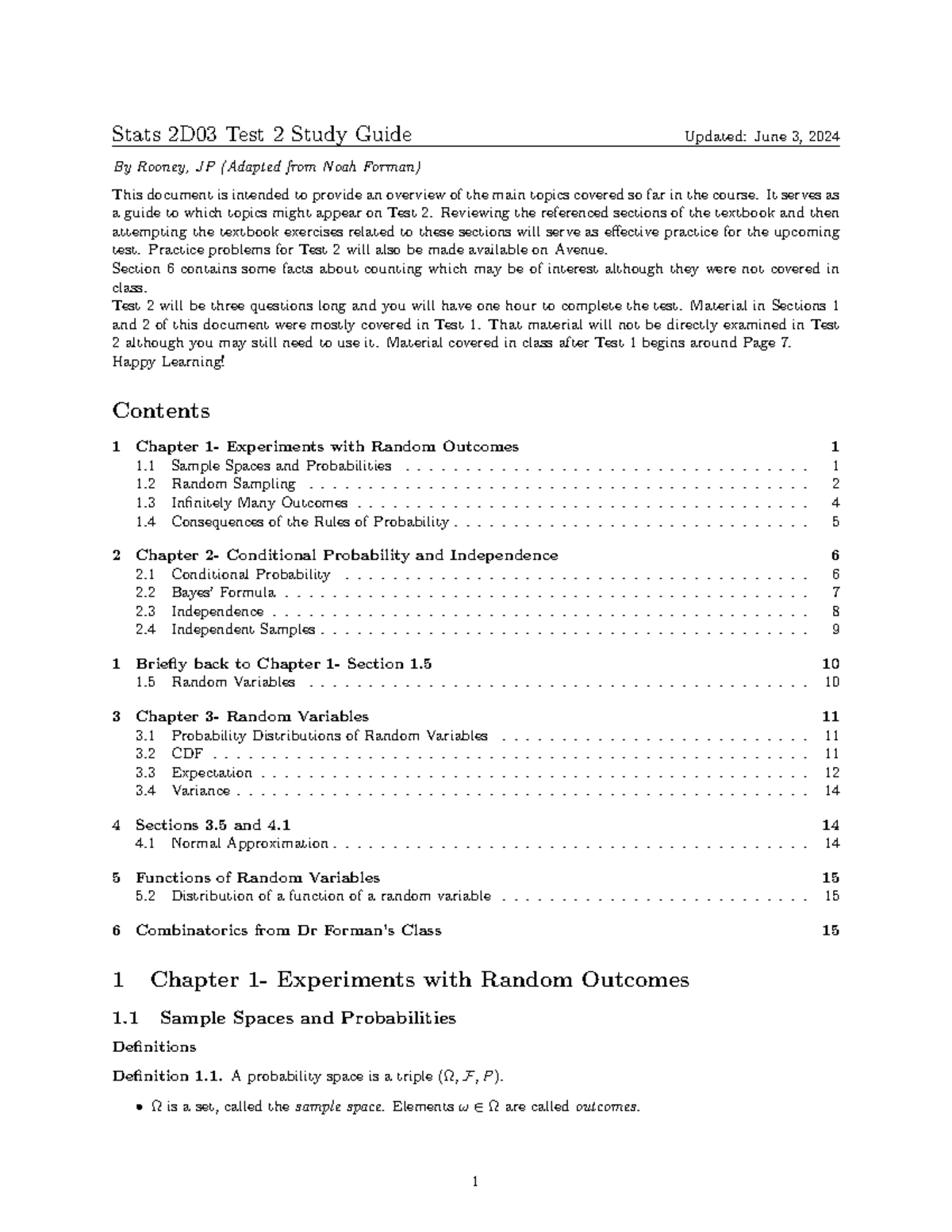 **Stats 2D03 Test 2 Study Guide: Key Topics & Practice Problems** - Studocu