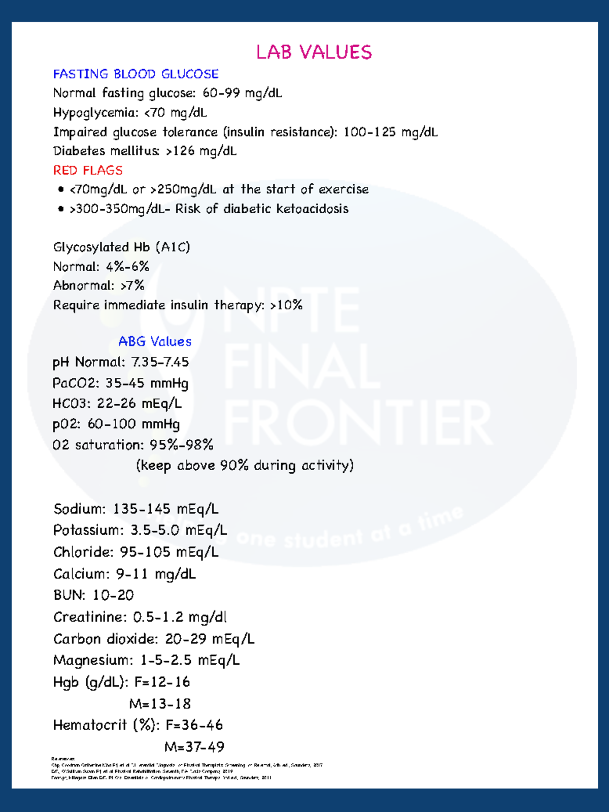 NPTEFF Lab Values: Fasting Glucose, ABG, and Coagulation Functions ...