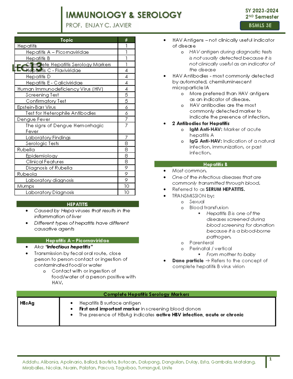 BSMLS 3E LEC 13: Comprehensive Guide to Viral Serology and Hepatitis ...