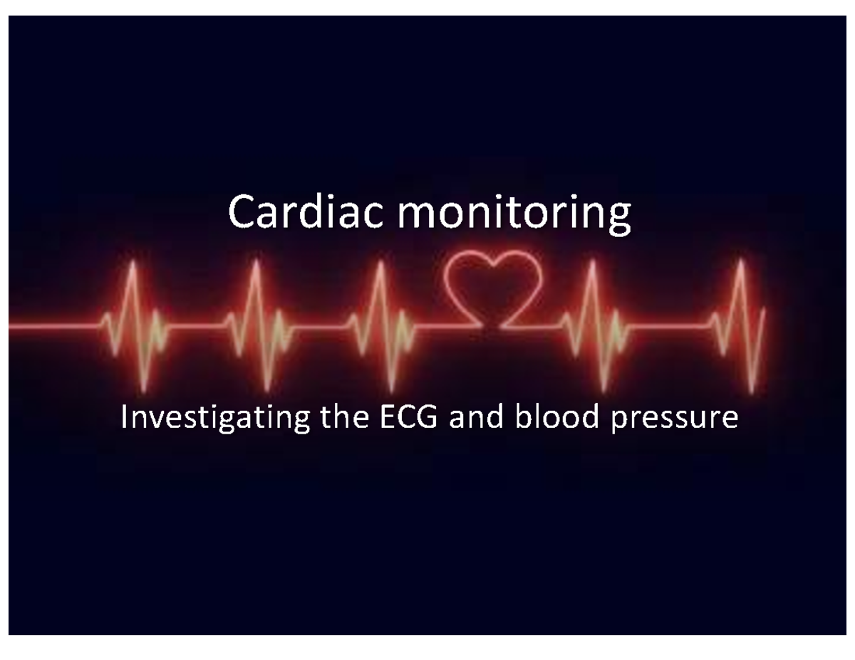 Cardiac Monitoring Lab: ECG & BP Measurements (Ex. 27) - Studocu
