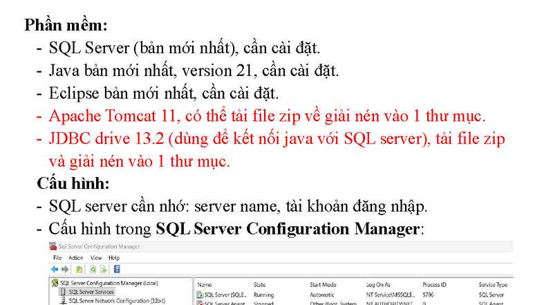 Cấu Hình Kết Nối Database với SQL Server và Java - Studocu