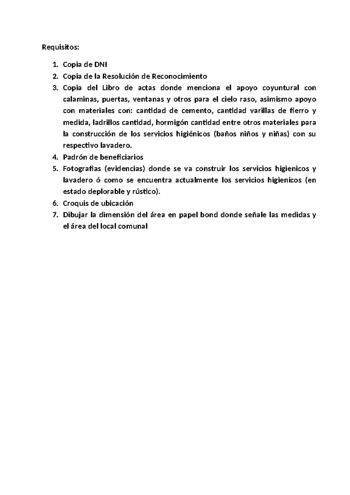 Requisitos para Apoyo Coyuntural en Construcción de Servicios ...