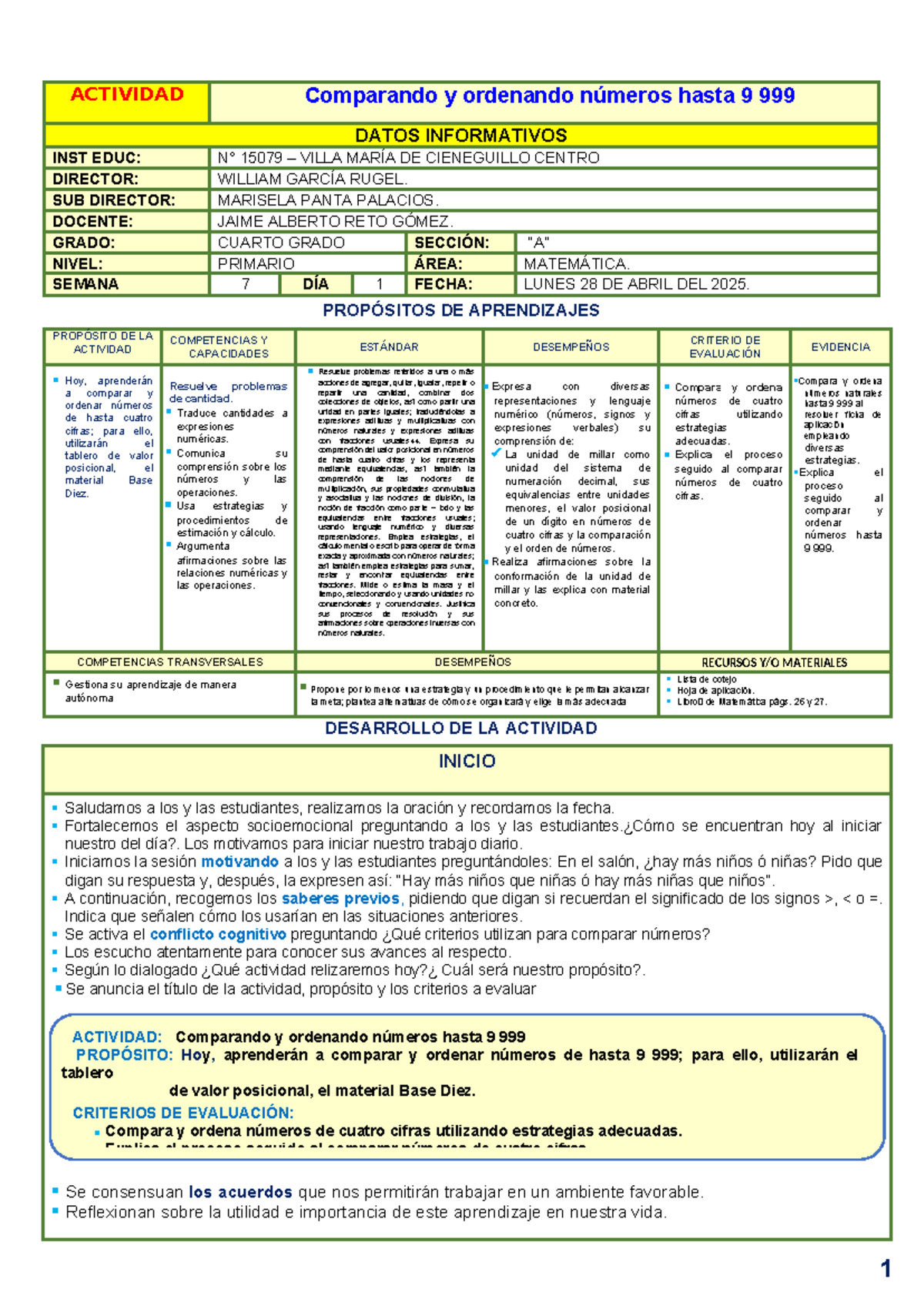 Comparando y Ordenando Números Hasta 9 - Actividad de Matemática 15079 ...