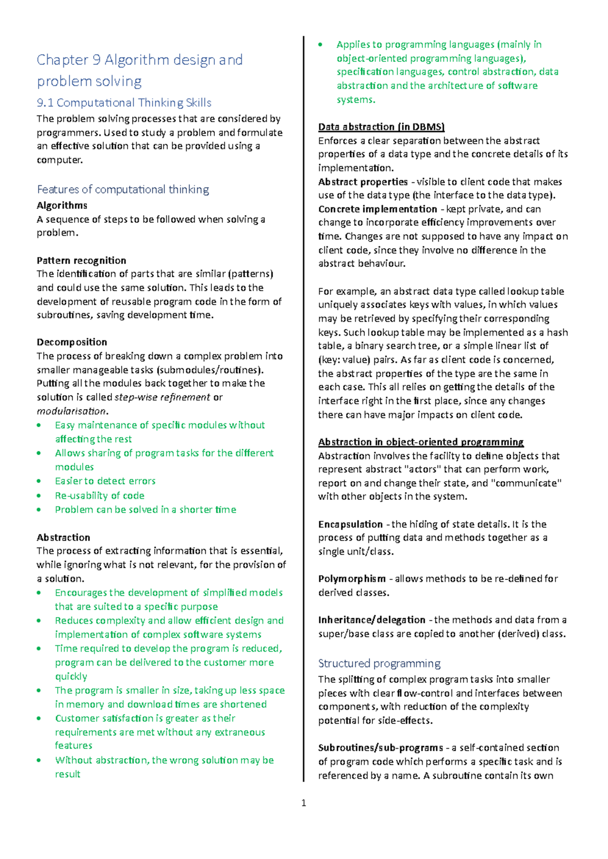 Chapter 9: Algorithm Design & Problem Solving - Paper 2 Revision - Studocu