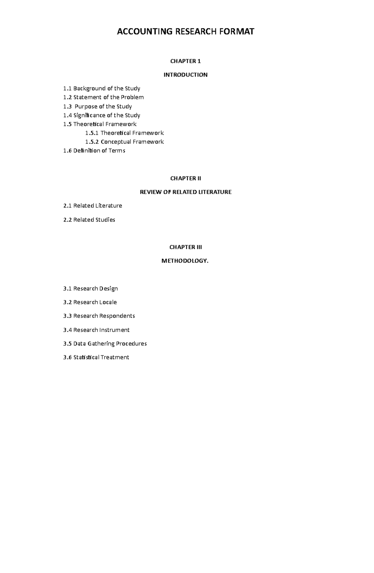 Accounting- Research- Format - ACCOUNTING RESEARCH FORMAT CHAPTER 1 ...