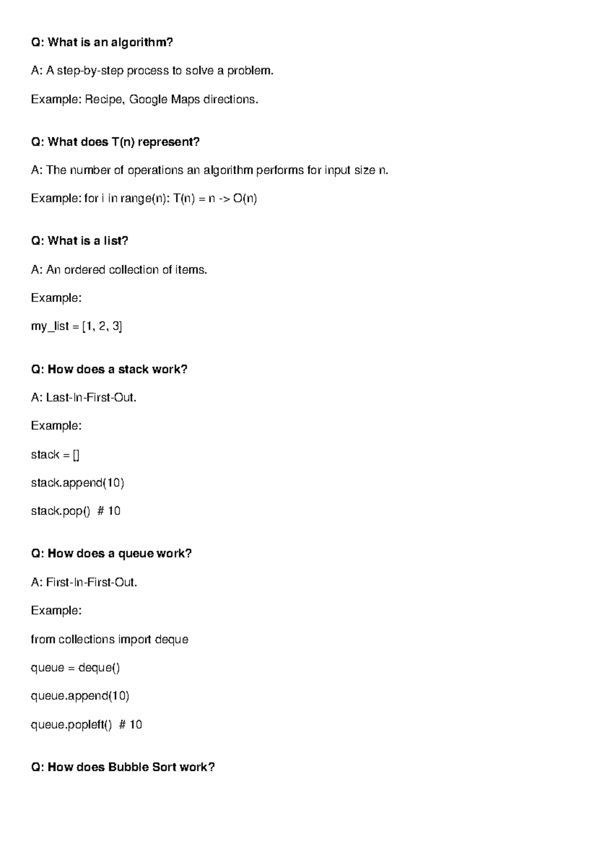 Algorithm revision flashcards for CS101: Understanding key concepts - Studocu