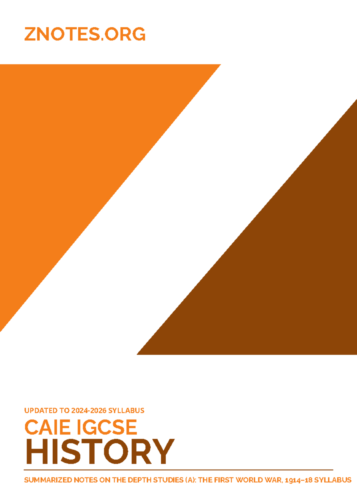 CAIE IGCSE History 0470 Depth Studies A: The First World War (1914-18 ...