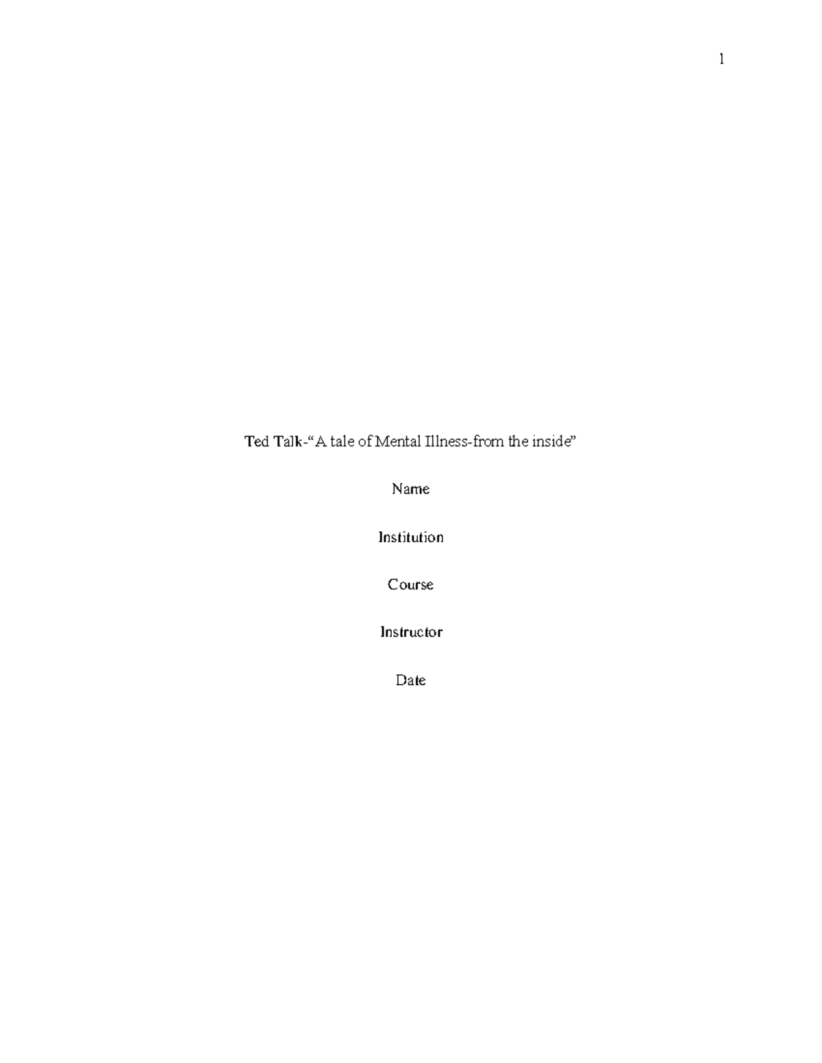 Review of TED Talk: "A Tale of Mental Illness" - Key Insights and ...