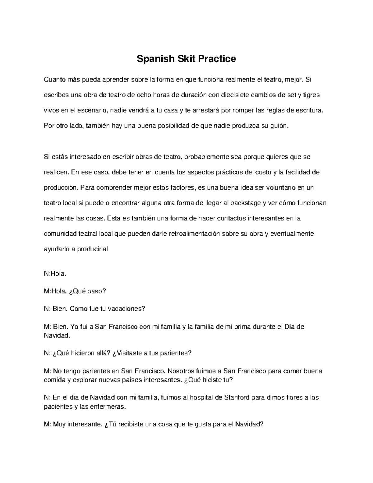 Spanish Christmas Skit Outline - Spanish Skit Practice Cuanto más pueda ...