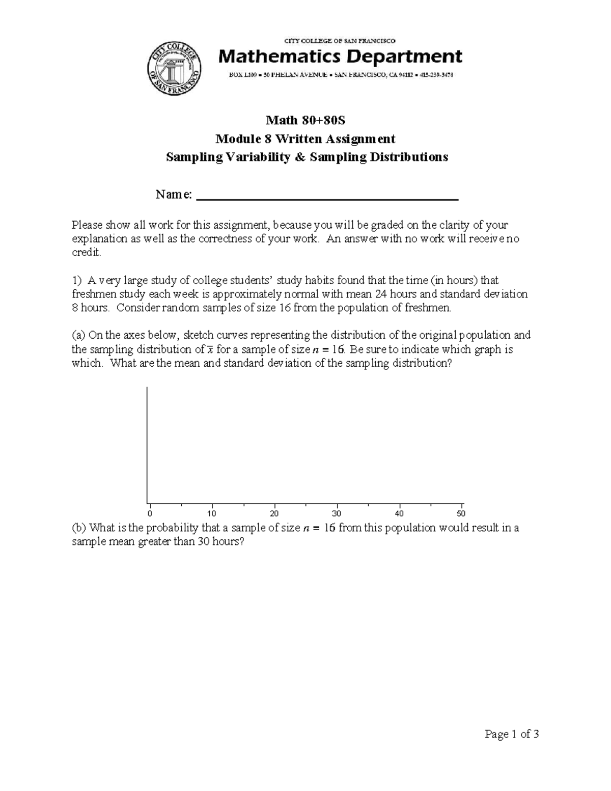 80 Module 8 Written Assignment - Page 1 of 3 Math 80+80S Module 8 ...