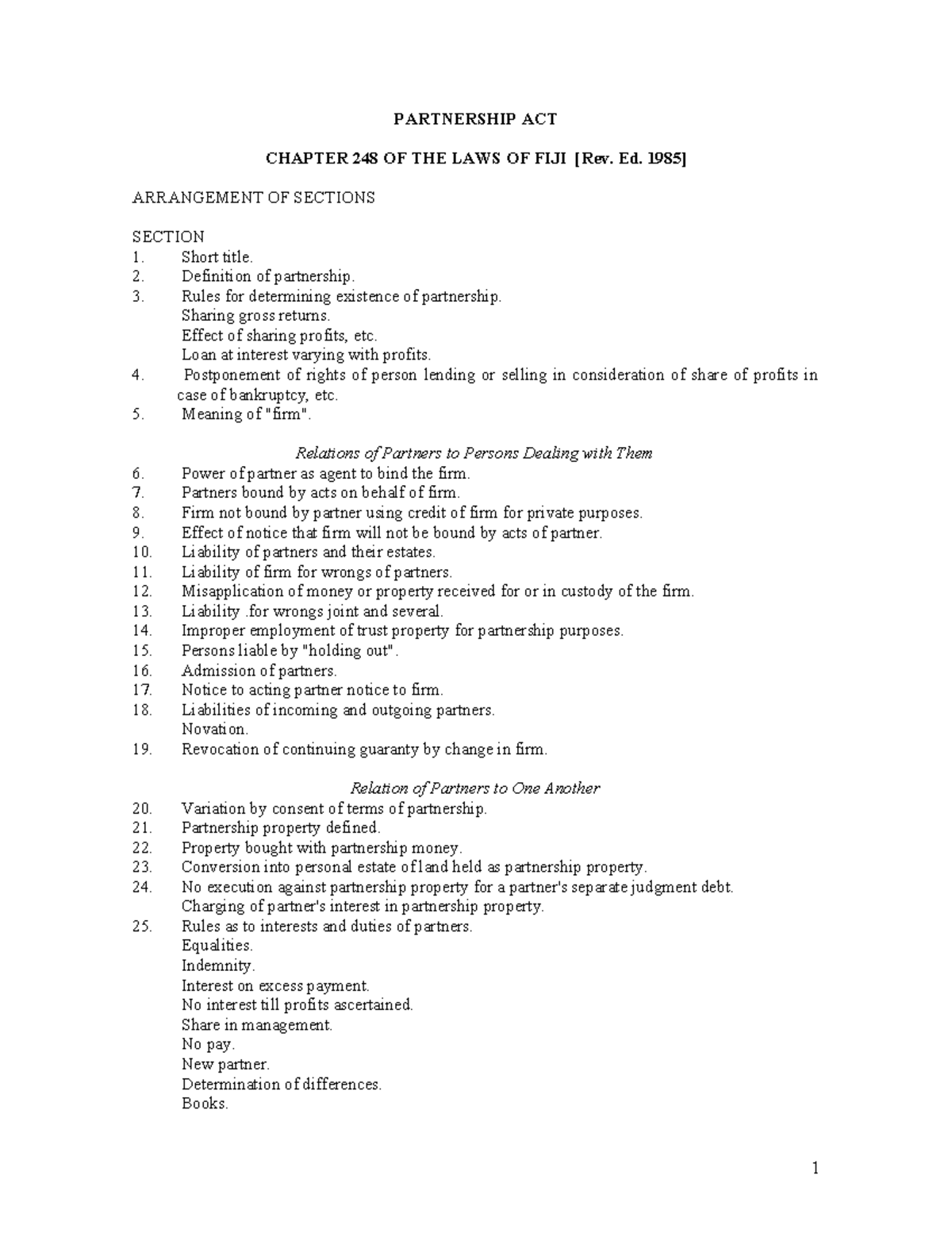 Partnership Act: Comprehensive Overview of Legal Provisions - Studocu