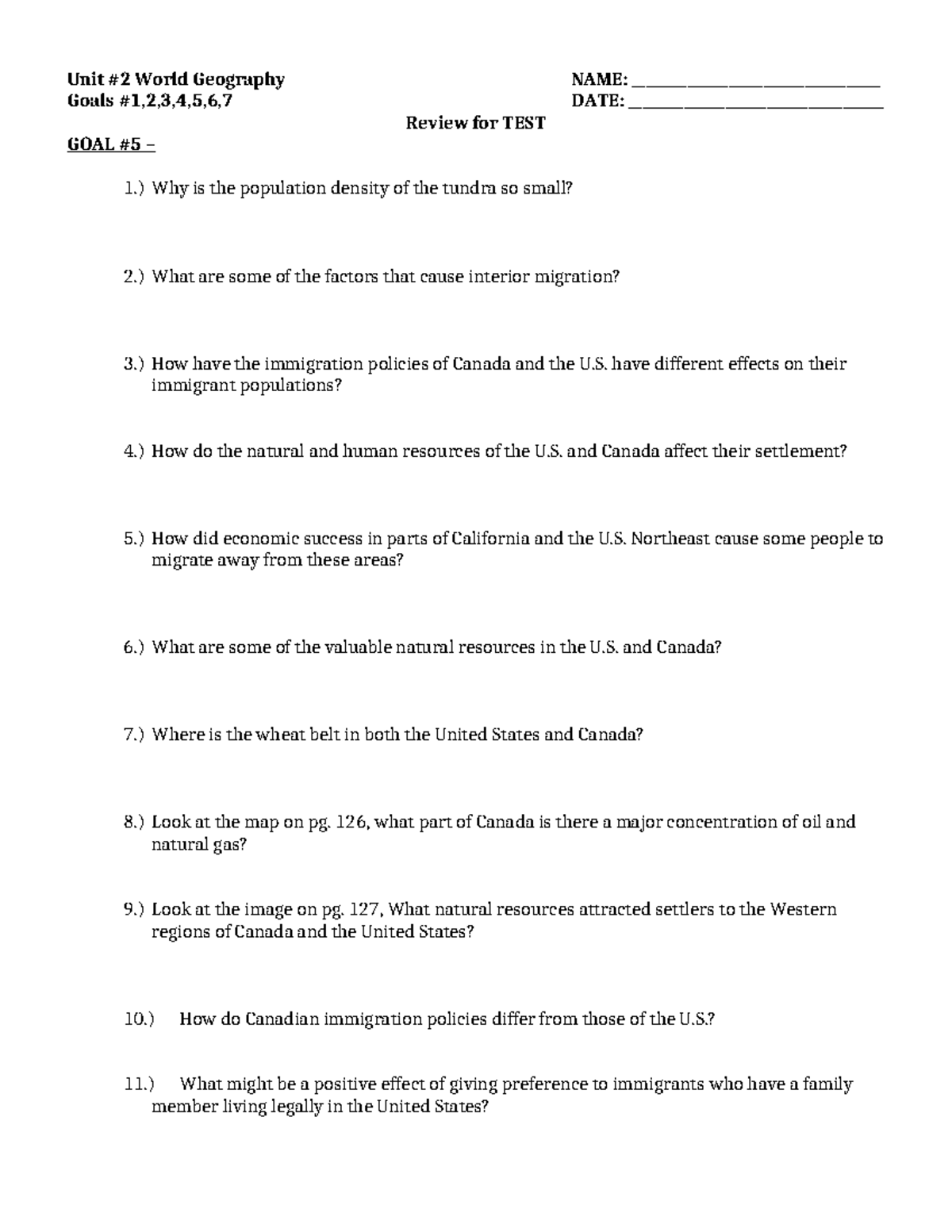 Unit #2.5,6,7 World Geography Review Worksheet for Test - Studocu