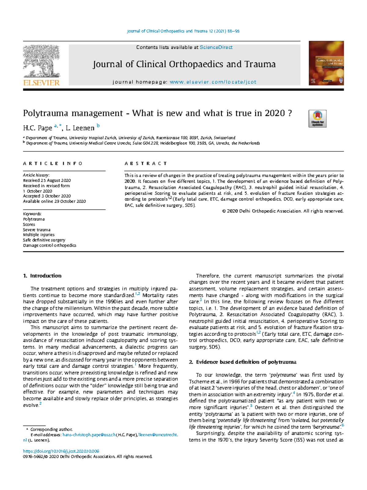 Manejo de Politrauma: Avances y Estrategias en 2020 - Studocu