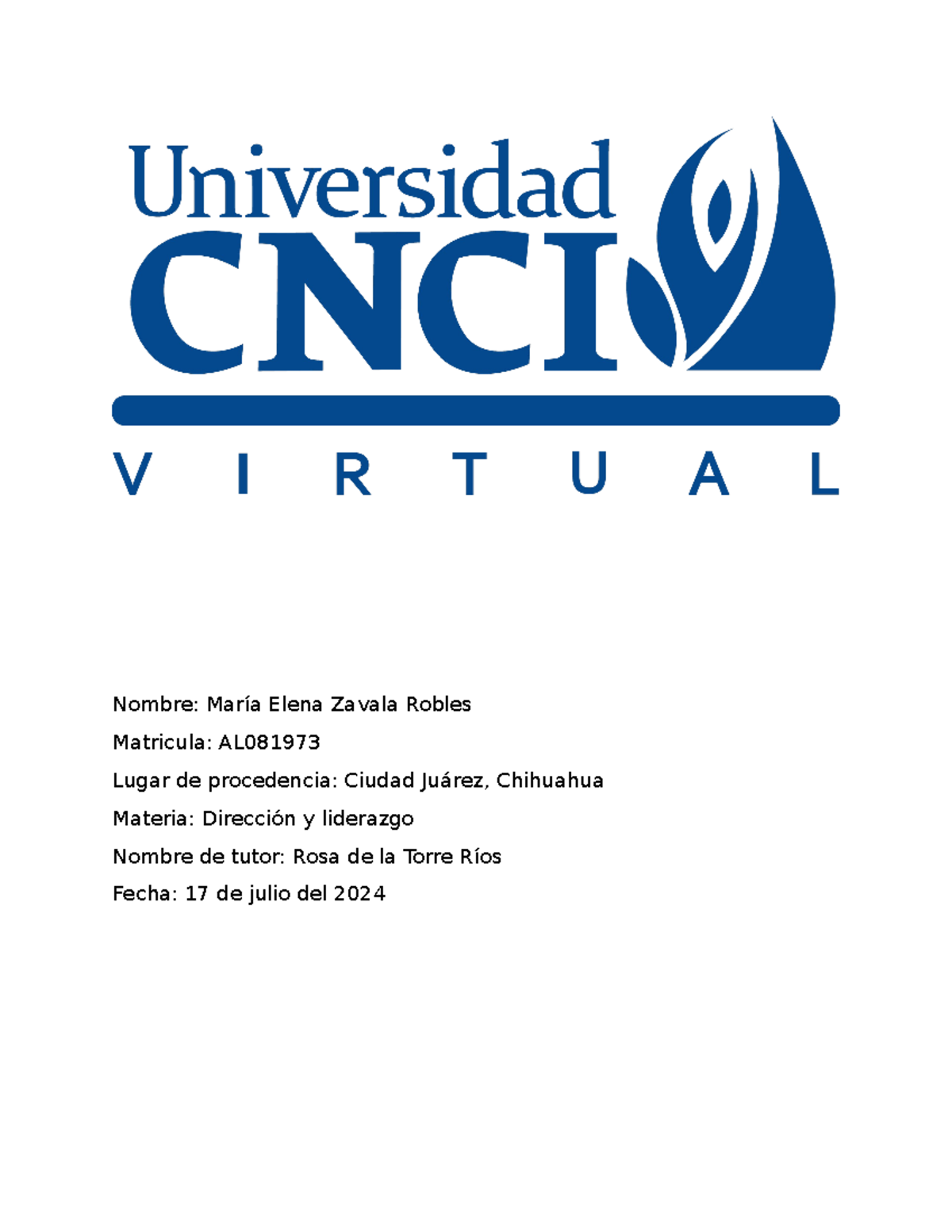 Actividad 2 dirección y liderazgo - Nombre: María Elena Zavala Robles ...