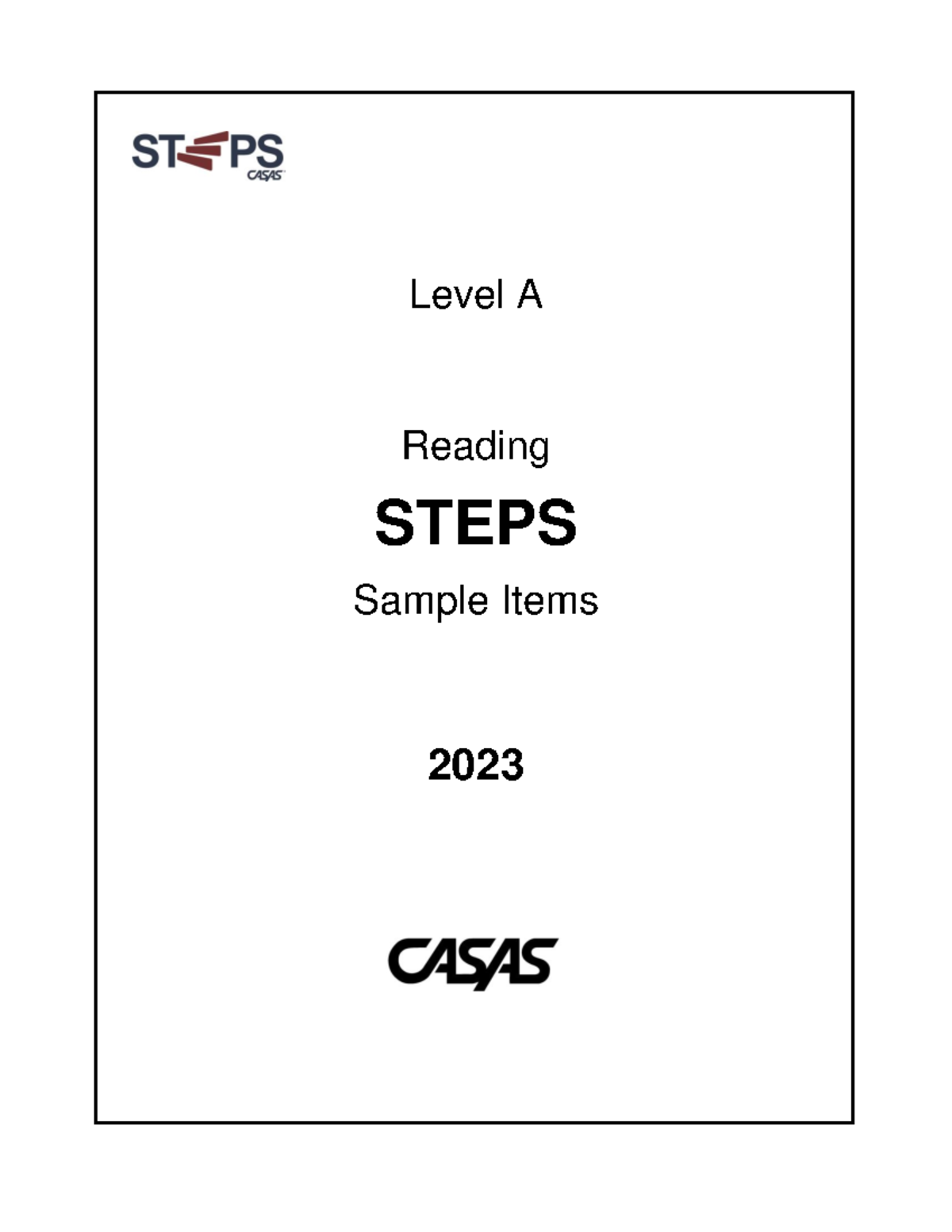 Reading Steps Level A Sample Items 2023 - CASAS Assessment - Studocu