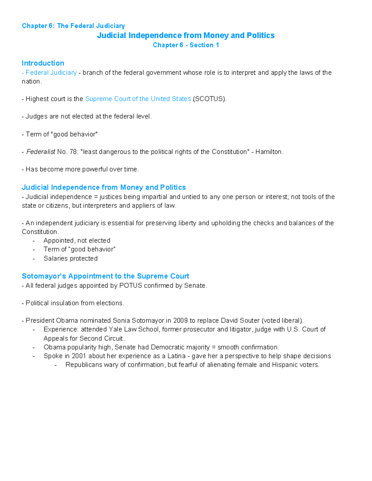 AP Government - Chapter 6: The Federal Judiciary Explained - Studocu