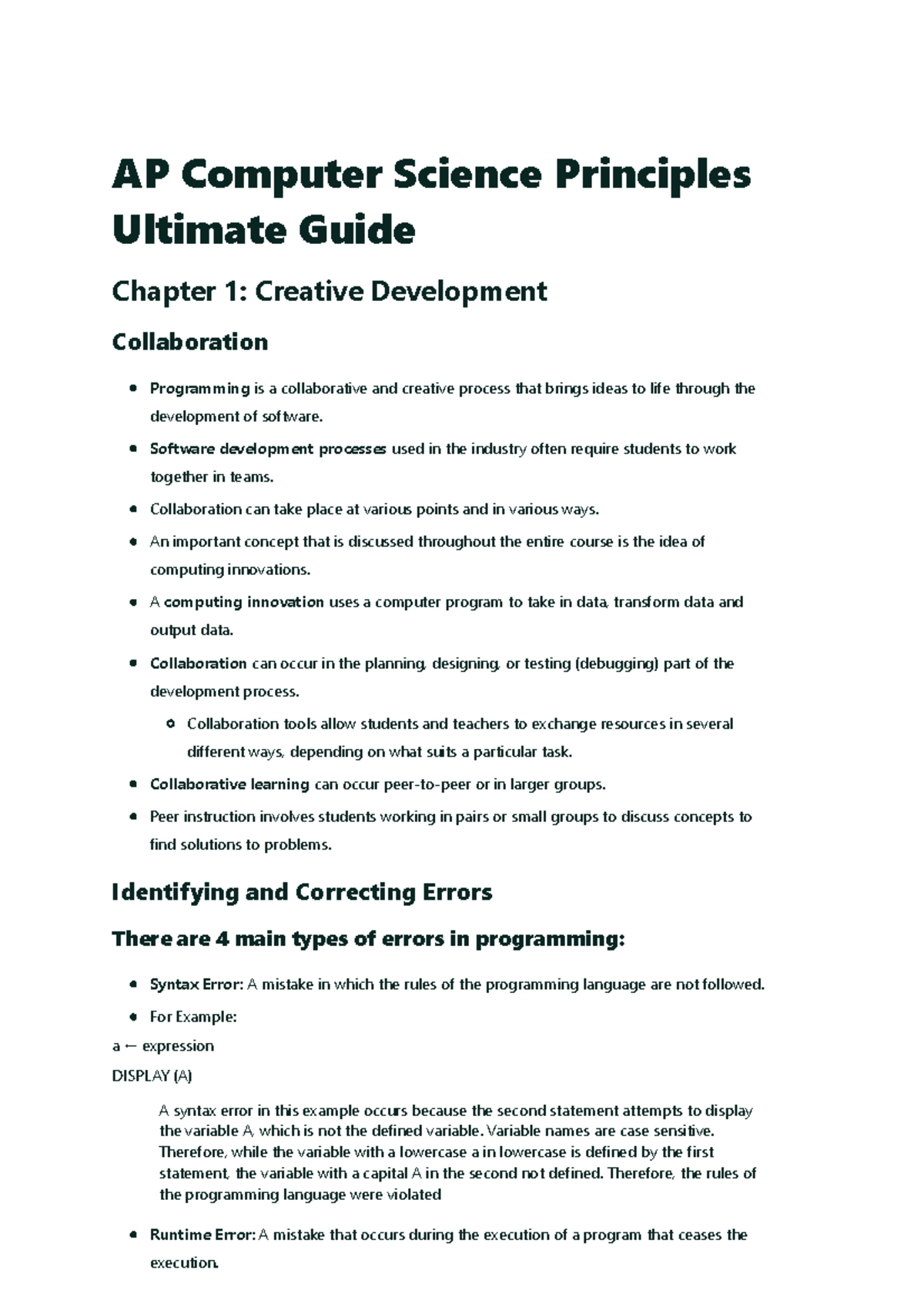 AP Computer Science Principles (APCSP) Ultimate Guide: Chapter 1 ...