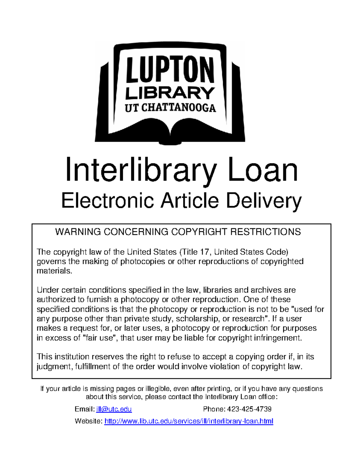 Interlibrary Loan Guidelines & Copyright Info - Studocu