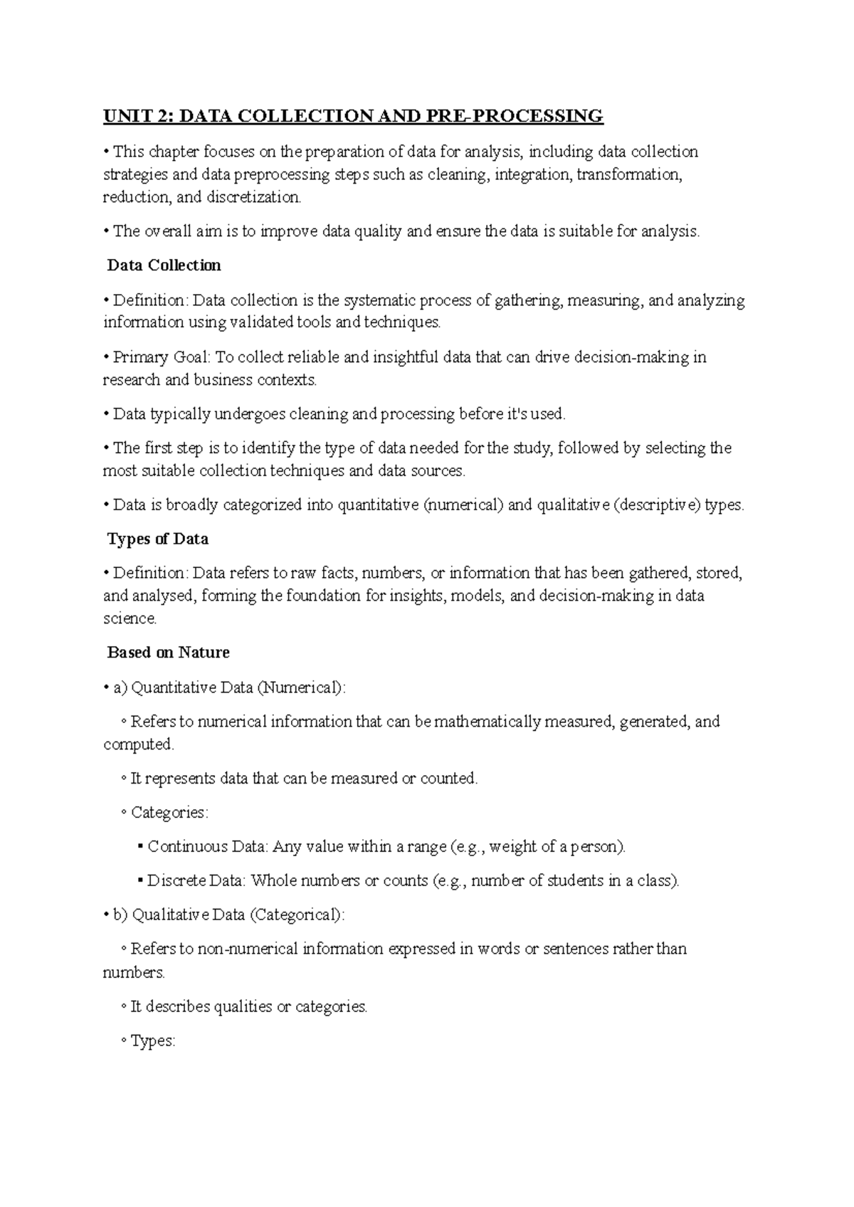 Module 2: Data Collection and Preprocessing Notes for Data Science ...