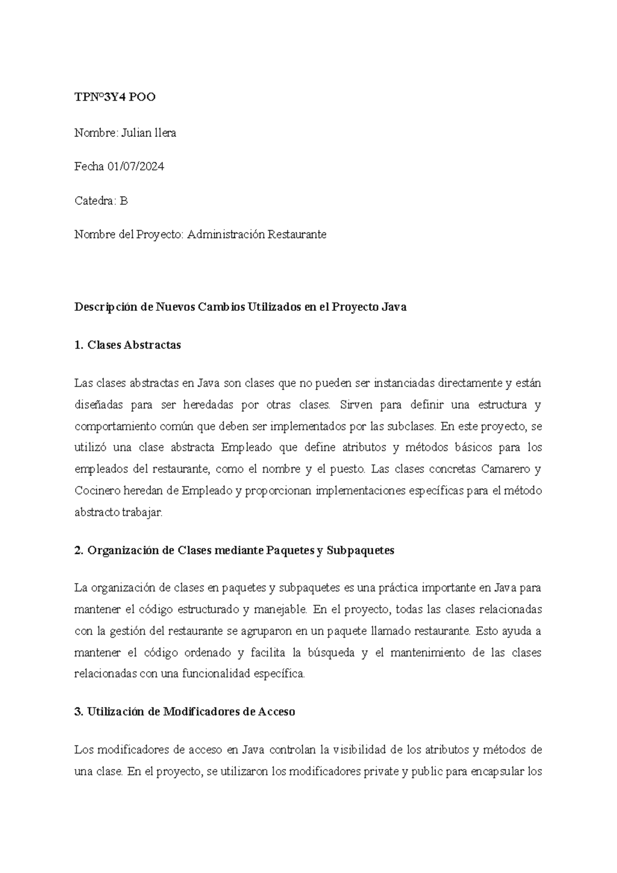 POO 2024 07 TPN°4 Restaurante Llera Julian Jesica Yanina Zarate - TPN ...