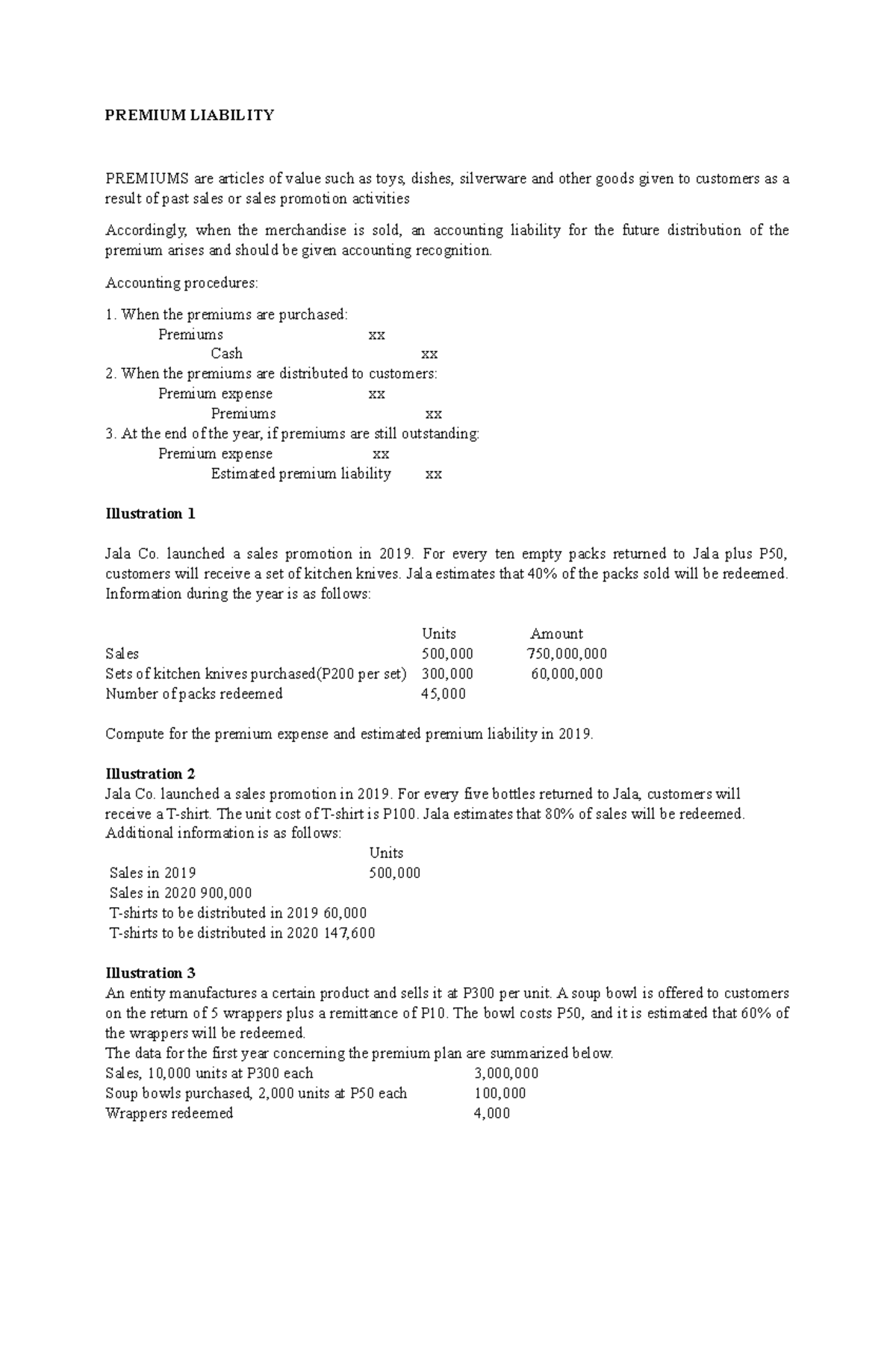 Premium Liability - Guide in answering or studying Intermediate ...