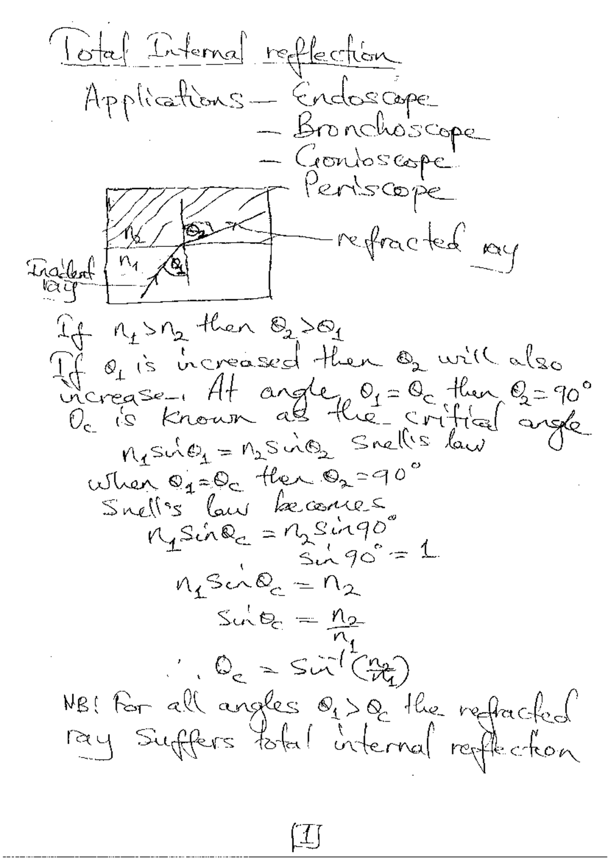 PHY 161 Optics 3 - Total Internal Reflection Concepts - Studocu