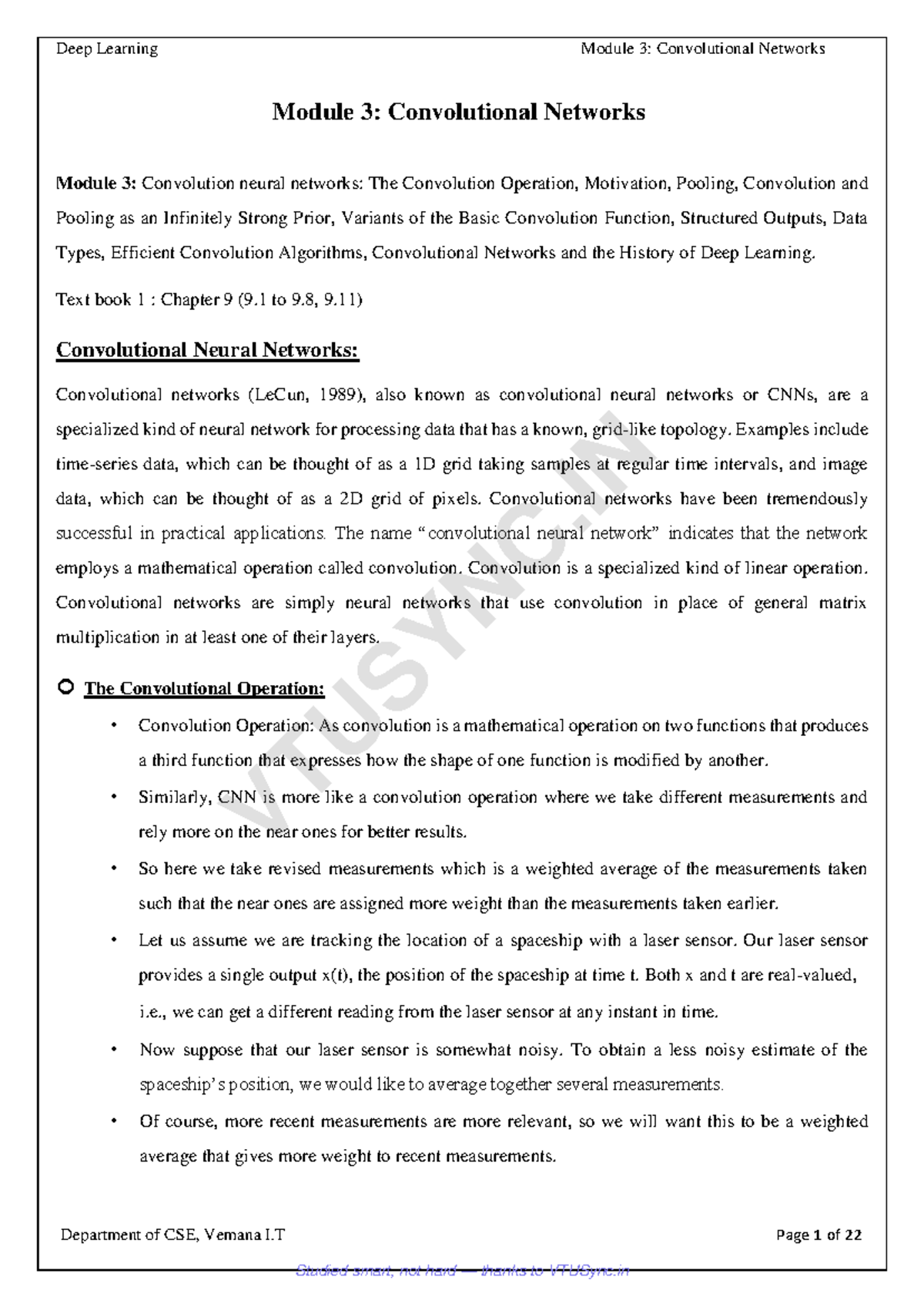 Deep Learning (DL) Module 3: Convolutional Networks Overview - Studocu