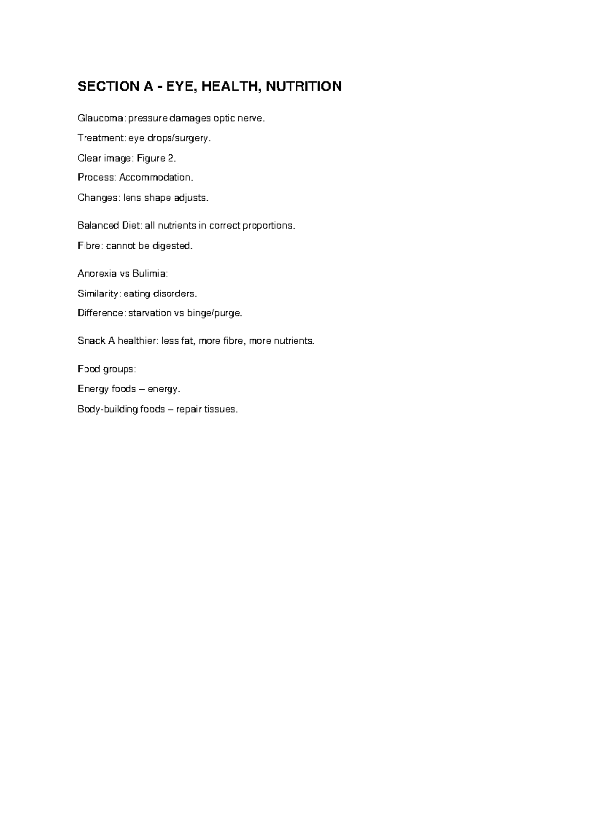 HSB 101 Final Exam Study Notes: Health, Nutrition & Excretion - Studocu