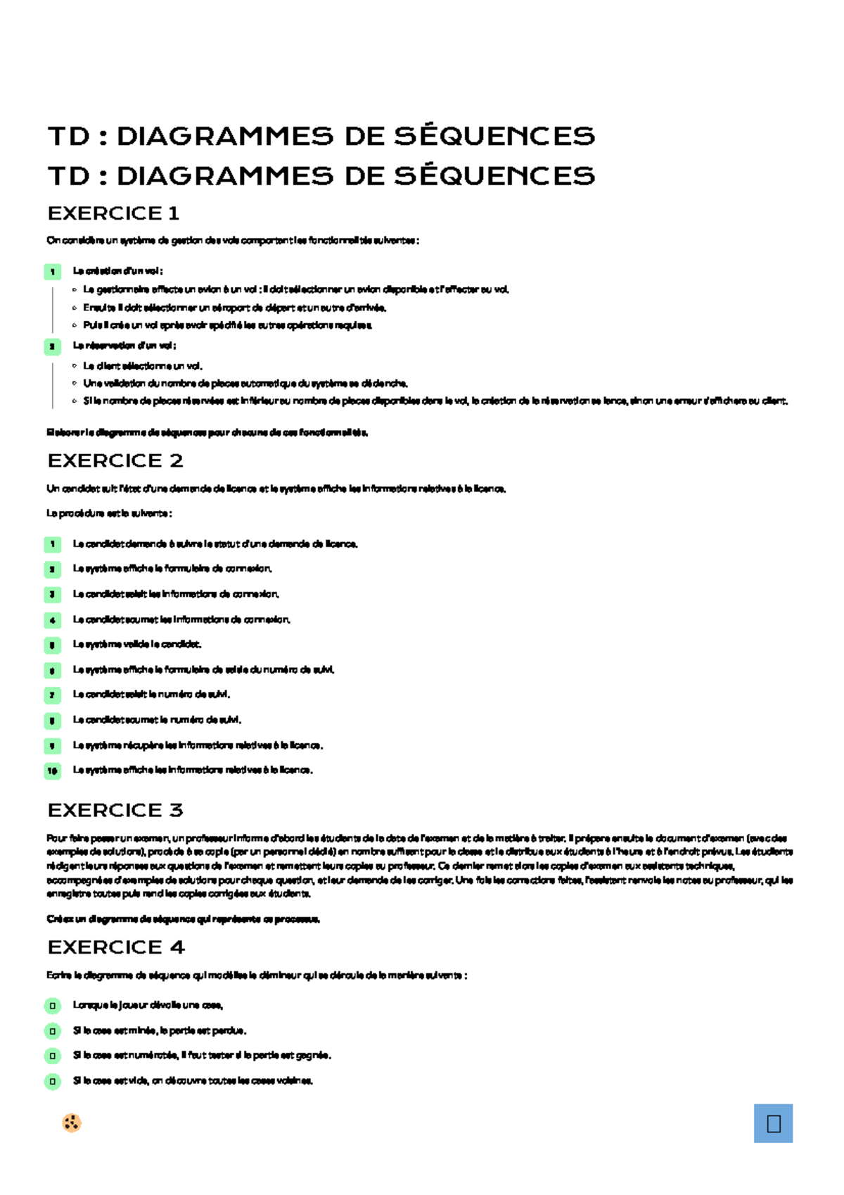 TD : Diagrammes de Séquences - Exercices et Corrections - Studocu