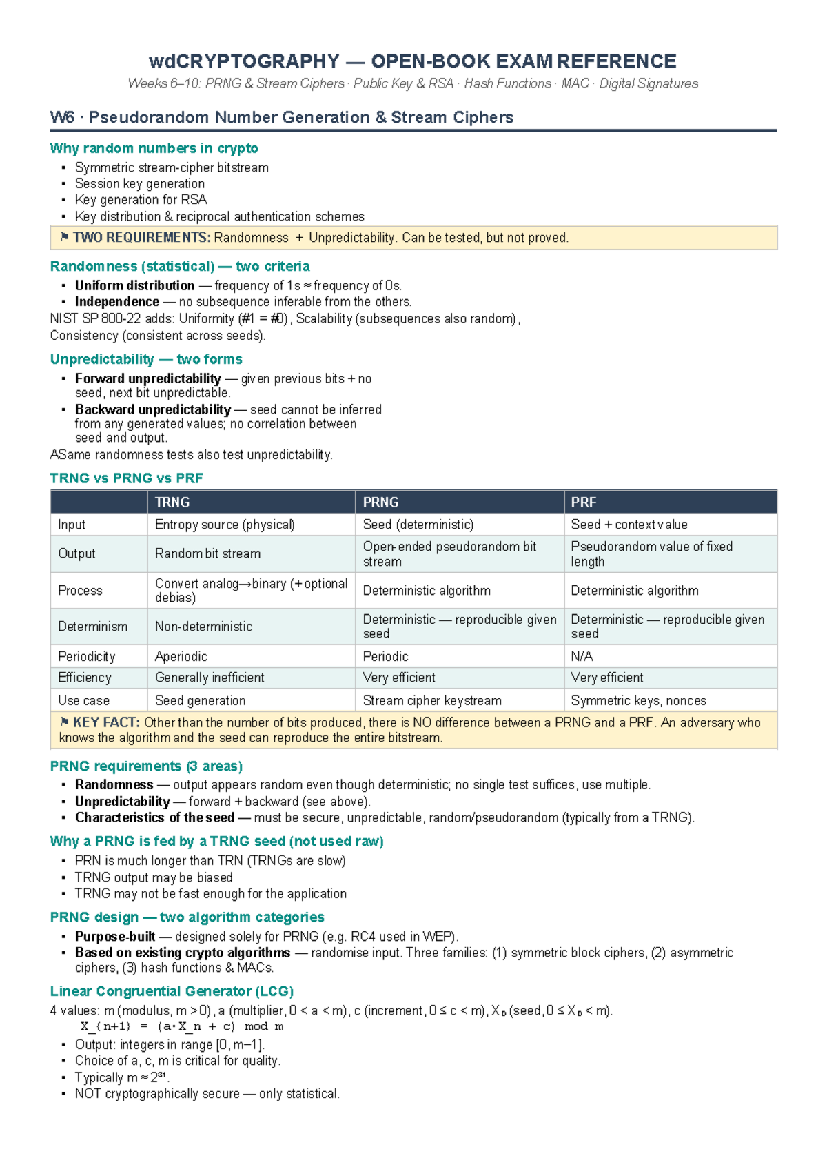 Crypto Quiz 2: PRNG, Stream Ciphers, RSA, and Hash Functions - Studocu