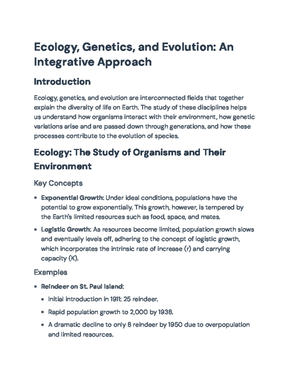 Ecology, Genetics, and Evolution: Understanding Species Adaptation ...