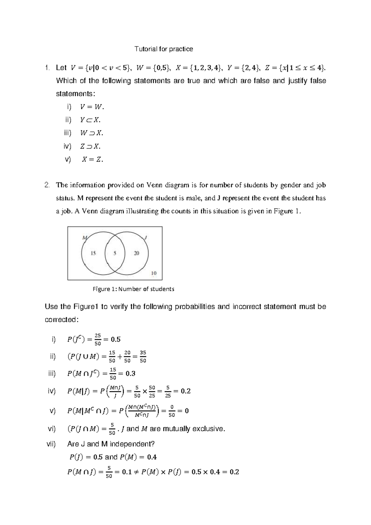 Tutorial for Practice 1: Venn Diagrams & Probability Analysis - Studocu