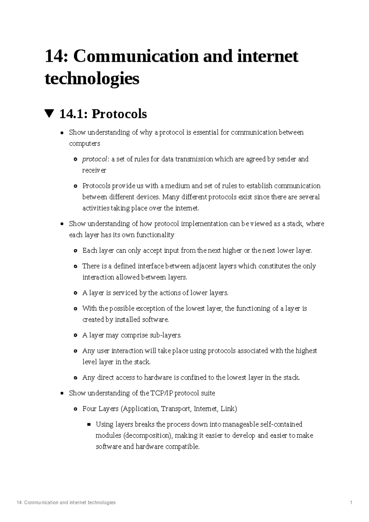 Chapter 14: Communication and Internet Technologies - Protocols ...