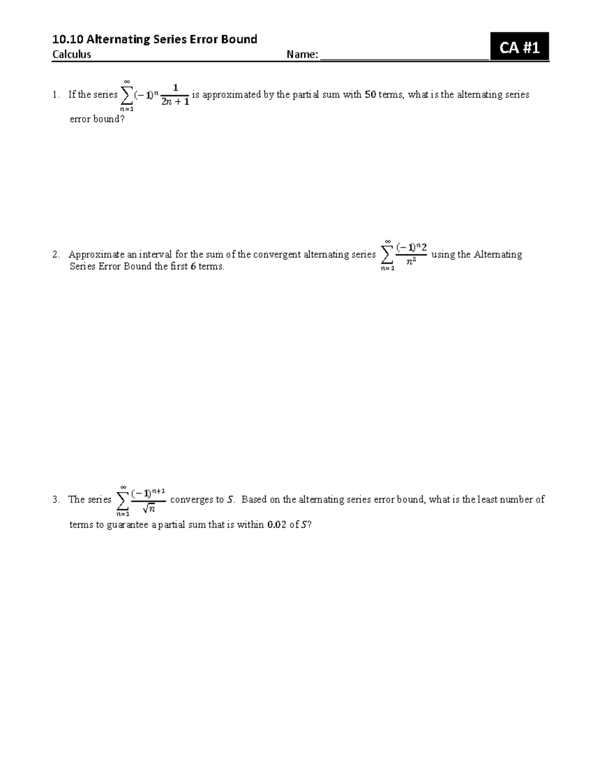 Alternating Series Error Bound in Calc BC Homework - Studocu