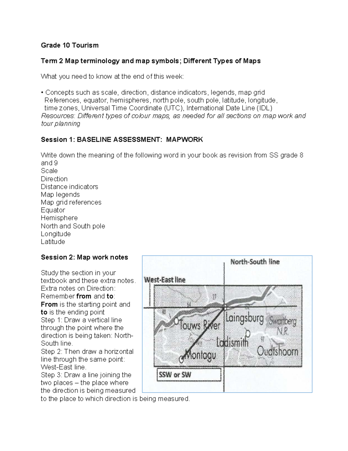 Grade 10 Tourism Term 2: Understanding Map Terminology and Types - Studocu