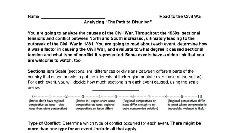 Analyzing the Path to the Civil War: Causes and Conflicts - Studocu