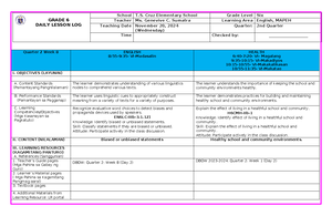 DLL Quarter 3- WEEK 5 - dll in english and mapeh - GRADE 6 DAILY LESSON ...