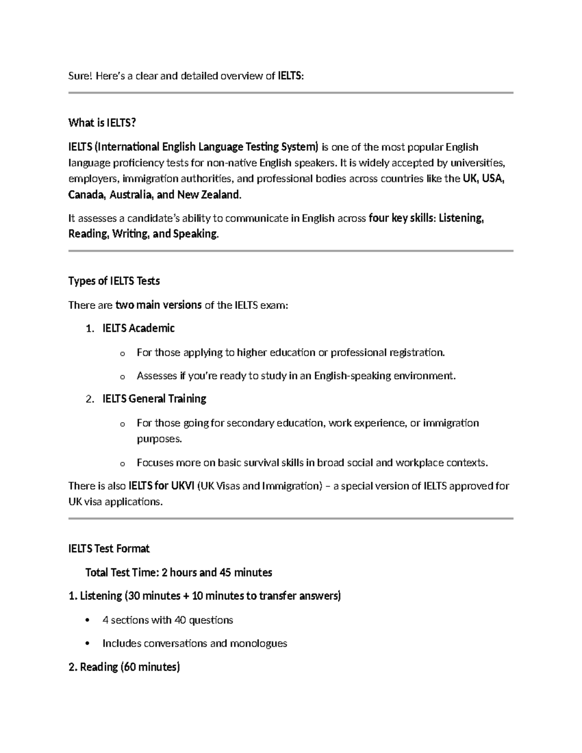 IELTS Overview: Types, Format, and Scoring Explained - Studocu