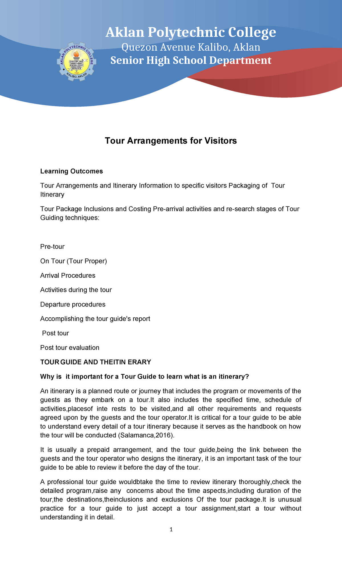Tourguiding-TPS-12 - Comprehensive Guide to Tour Arrangements and ...
