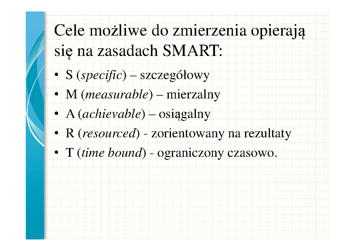 Cel - Smart - Podstawy informatyki - Cele mo ż liwe do zmierzenia ...