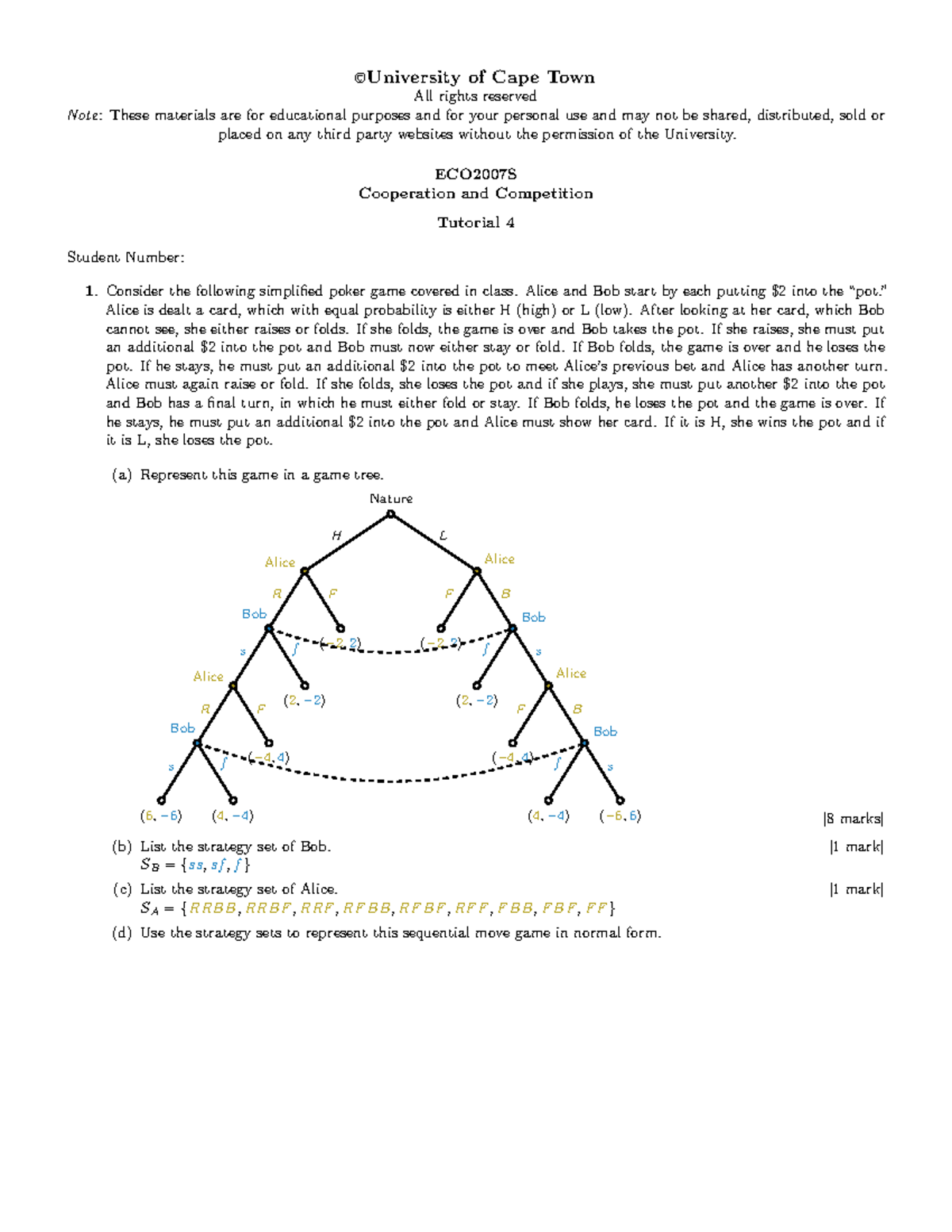 ECO2007S Tutorial 4 Memo: Poker Game Analysis and Strategies - Studocu
