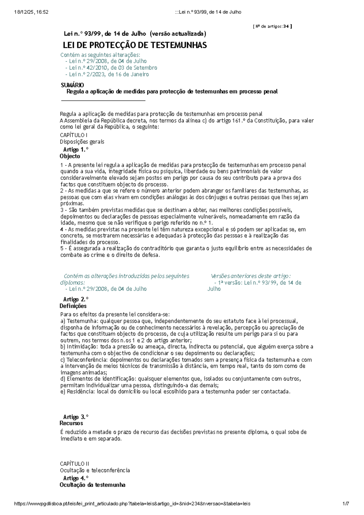 Lei n.º 93/99, de 14 de Julho - Atualização da Lei de Proteção de ...