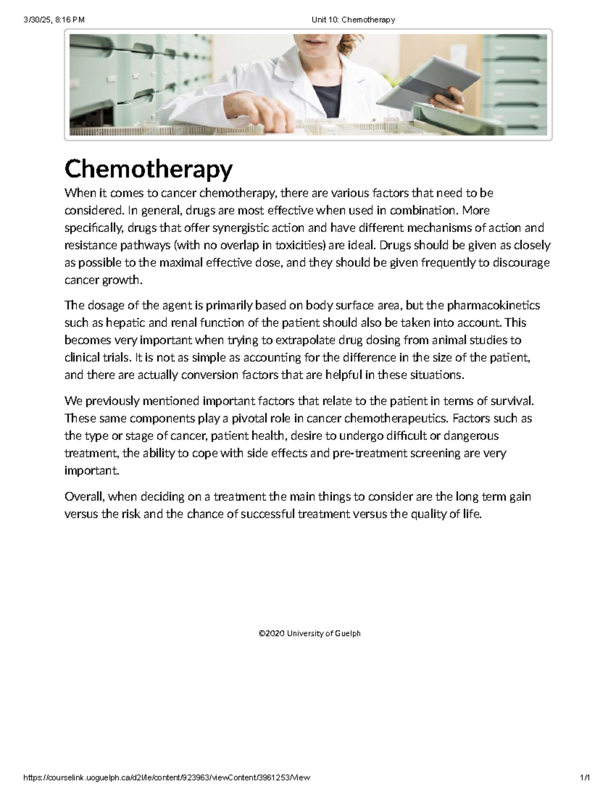 Chemotherapy Overview - Unit 10: Key Factors and Considerations - Studocu