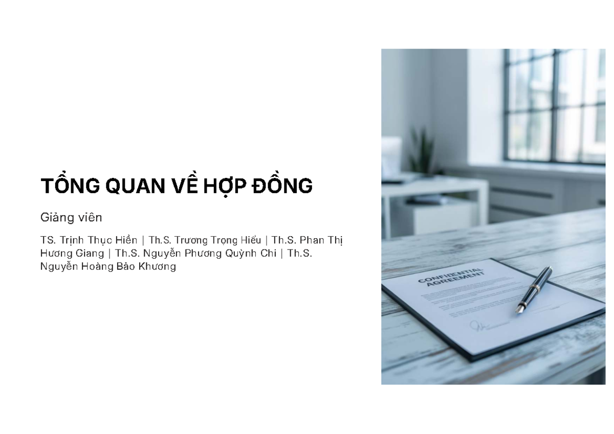 Tổng Quan Về Hợp Đồng - Tài Liệu Học Tập Luật Dân Sự - Studocu