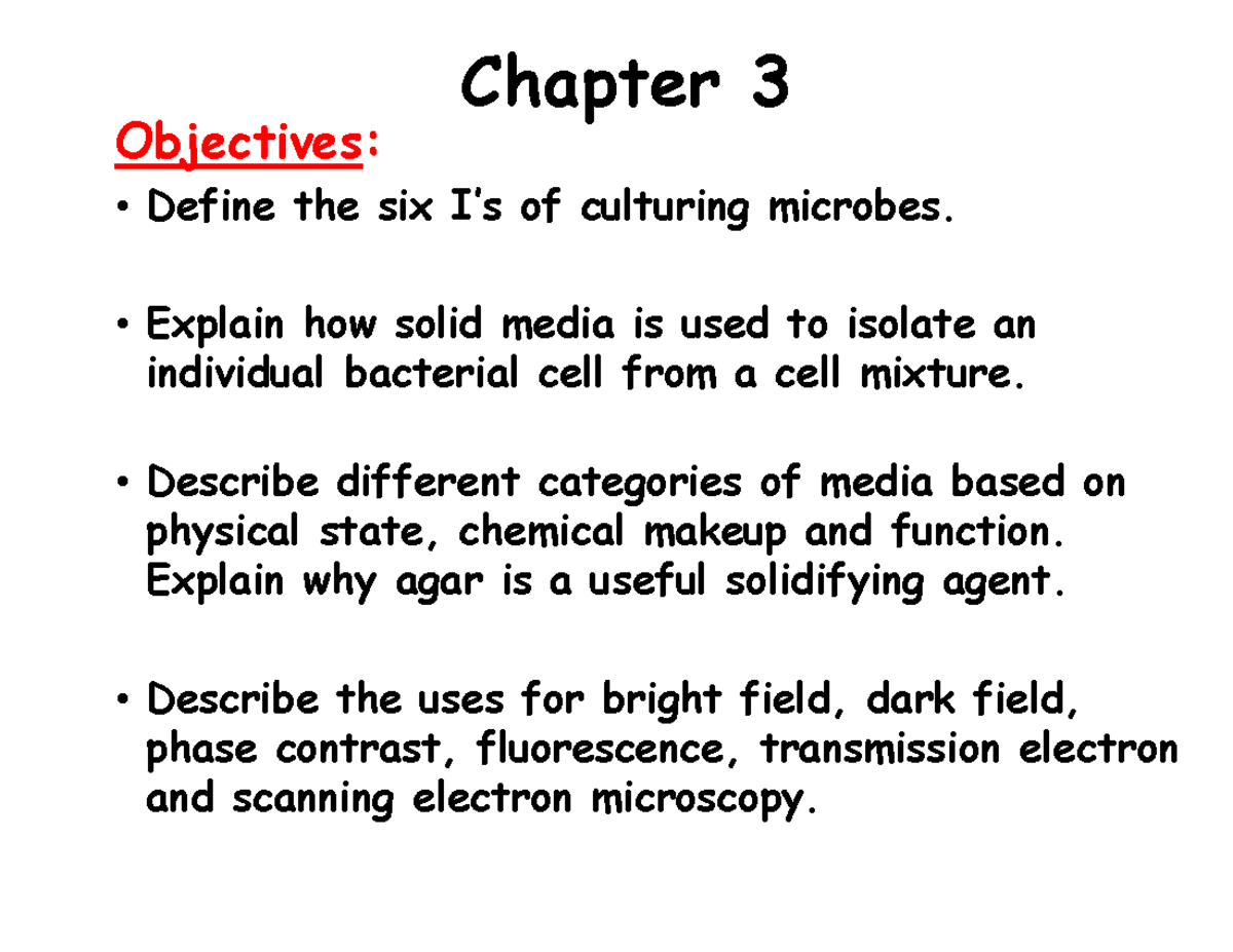 Microbiology Lab Techniques: Culturing & Isolation (Chapter 3) - Studocu